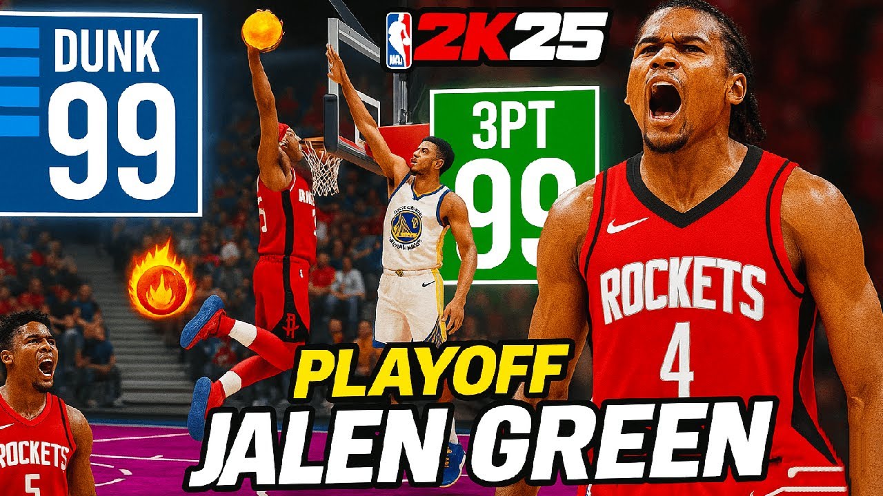 UNSTOPPABLE PLAYOFF JALEN GREEN BUILD in NBA 2K25! Best Dunk & 3PT ...