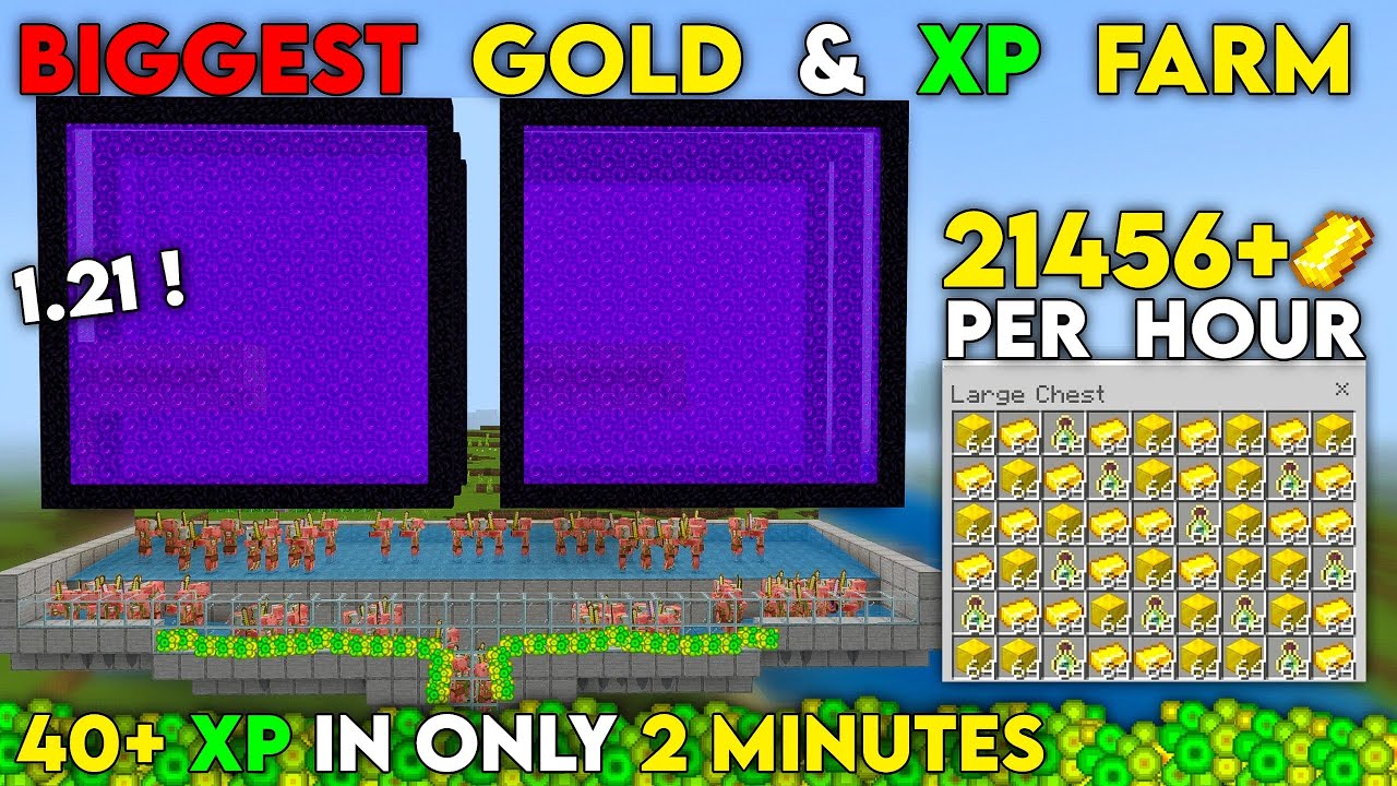 SUPER FAST 1.21 AUTOMATIC GOLD & XP FARM TUTORIAL in Minecraft Bedrock ...