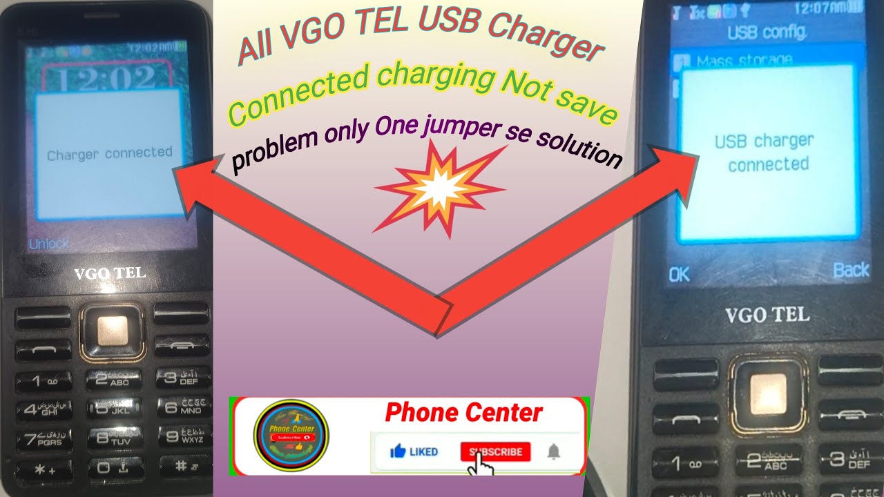 All VGO TEL how to USB Charger connected one jumper se problem solve# ...