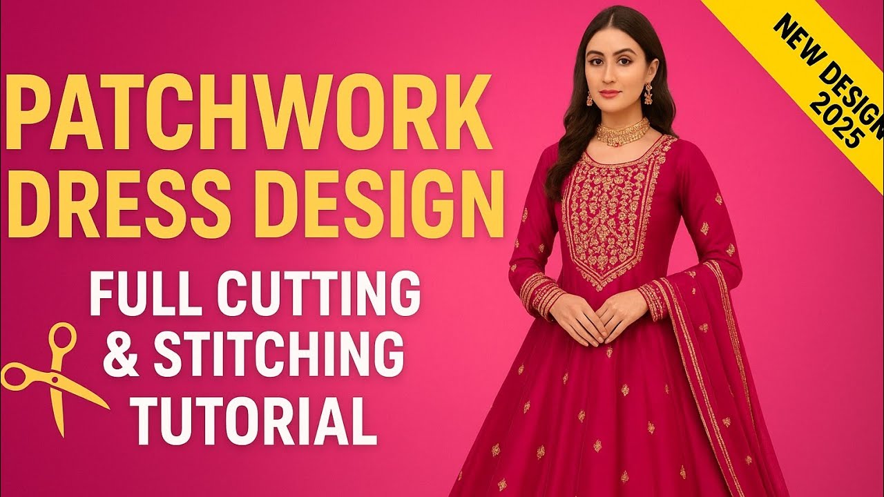 Patch Work professional Anarkali Dress | Full Cutting & Stitching ...