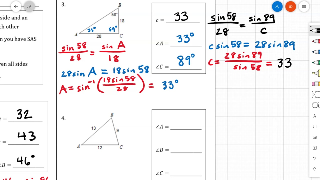 4/13 - Trig - Law of Sines or Cosines Examples - YouTube