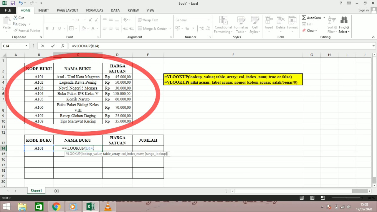 Cara penggunaan fungsi VLOOKUP - YouTube