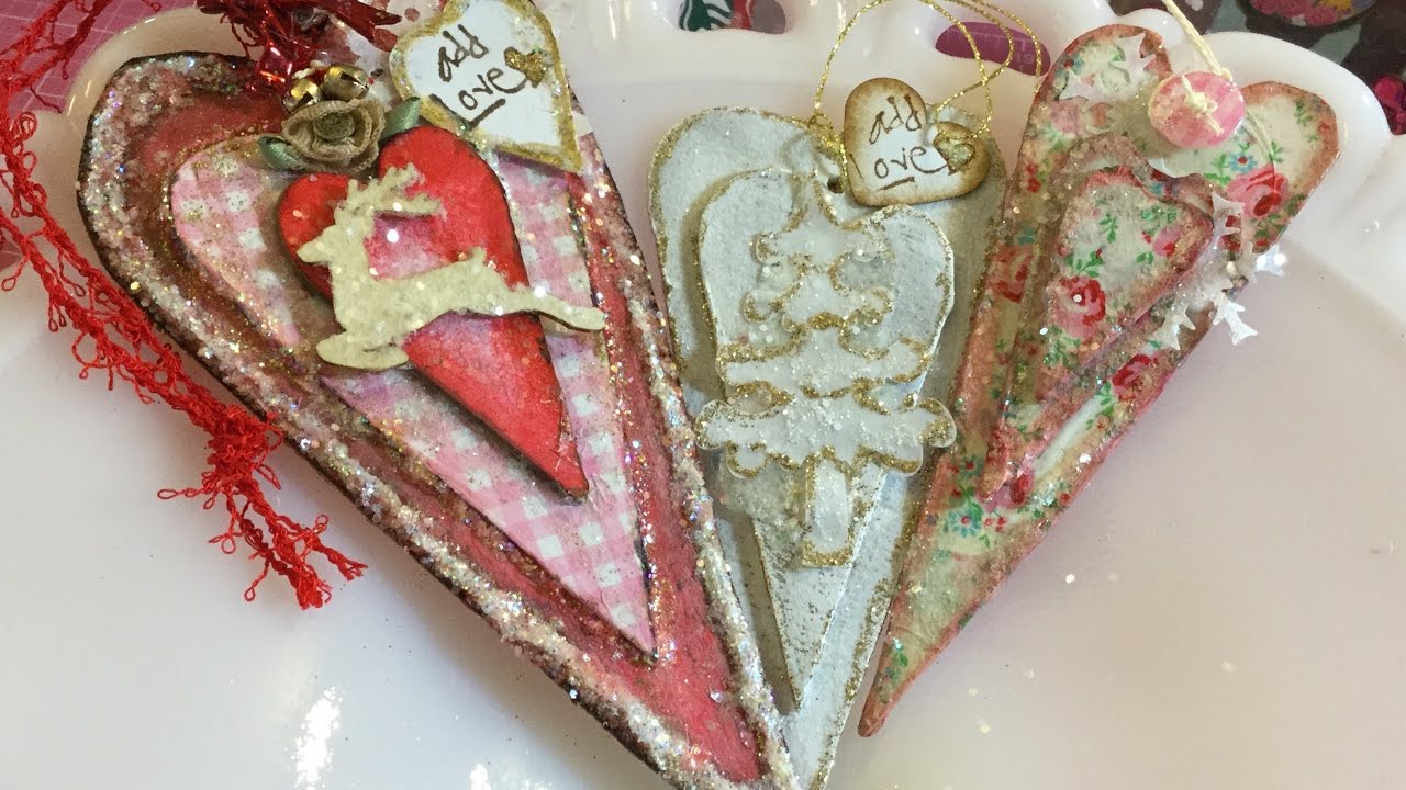 Primitive Heart Ornaments: Made without a die - YouTube