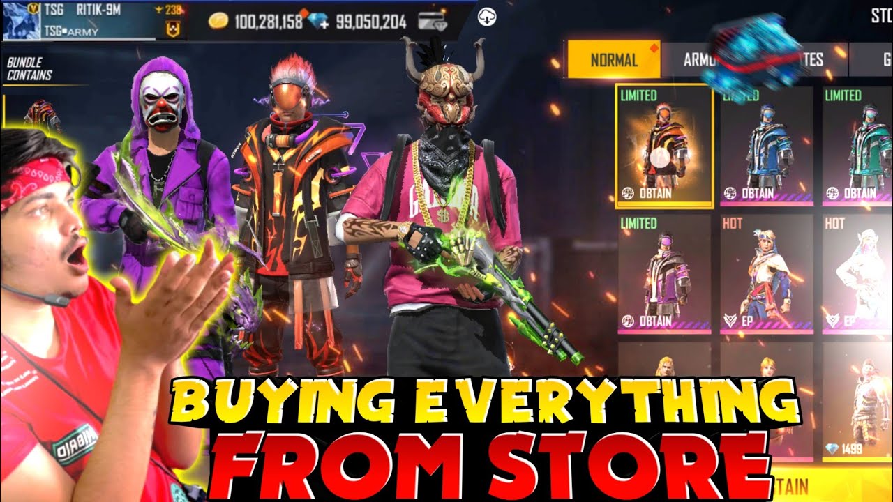 Buying Everything From Free Fire Store | 1 Billion $ World Richest ...