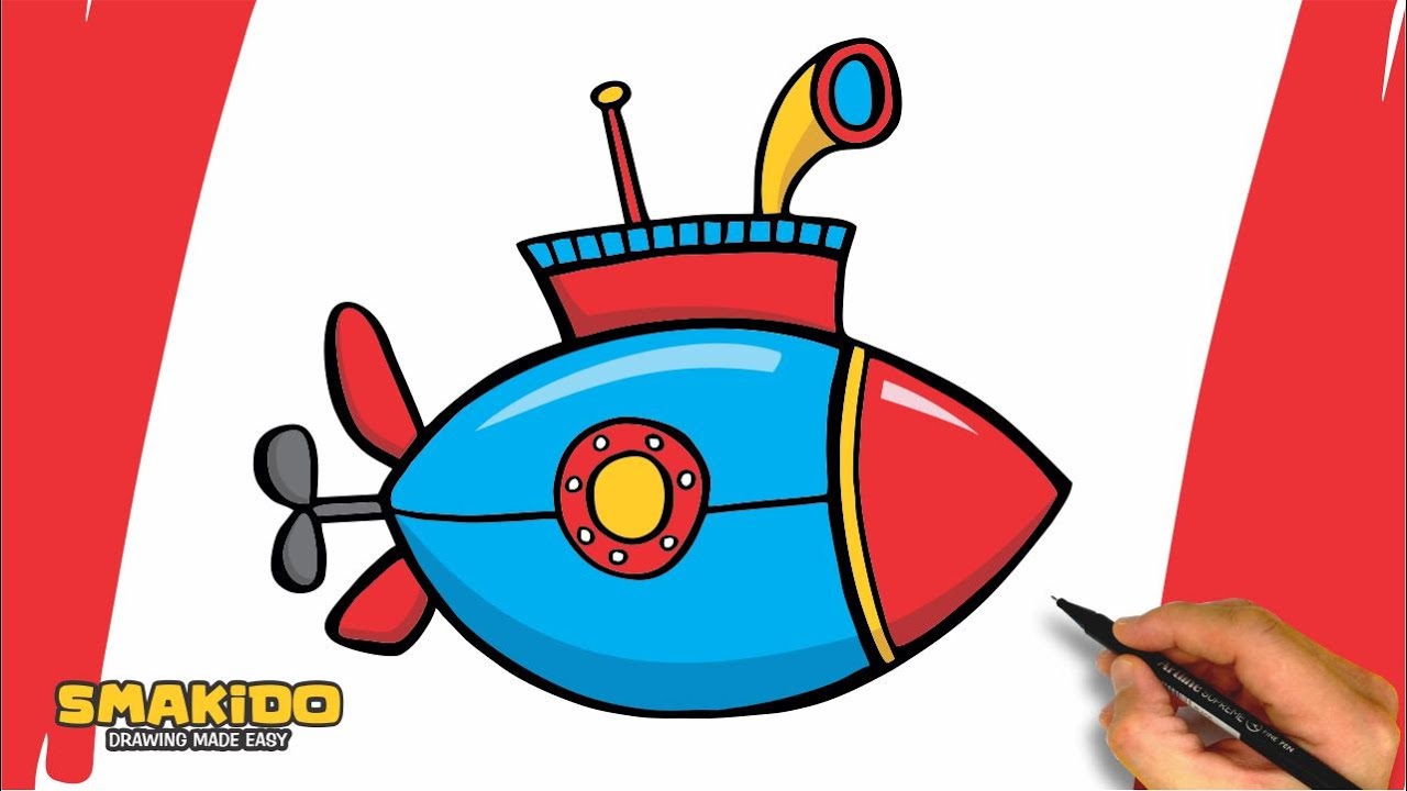 How to Draw a Submarine For Kids and Beginners - Drawing Made Easy ...