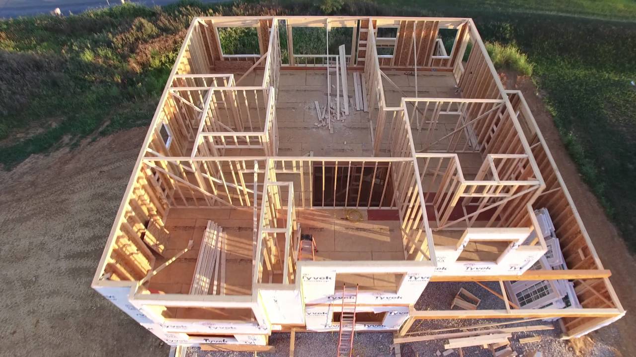 4) New Home Construction Flyover - 2nd Floor Framing Completed - YouTube