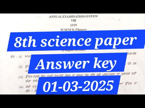 8th Science paper ANSWERS KEY class 8th pseb Science paper Answers Key ...