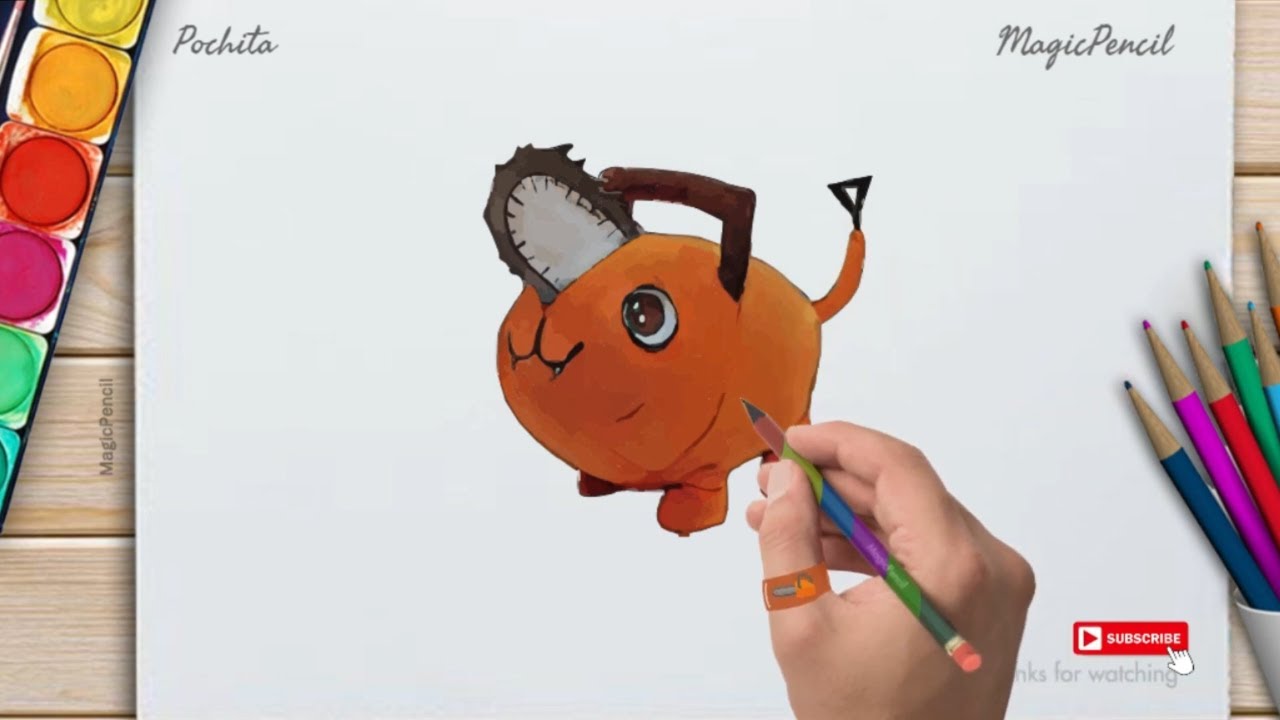 How to draw pochita chainsaw man - YouTube