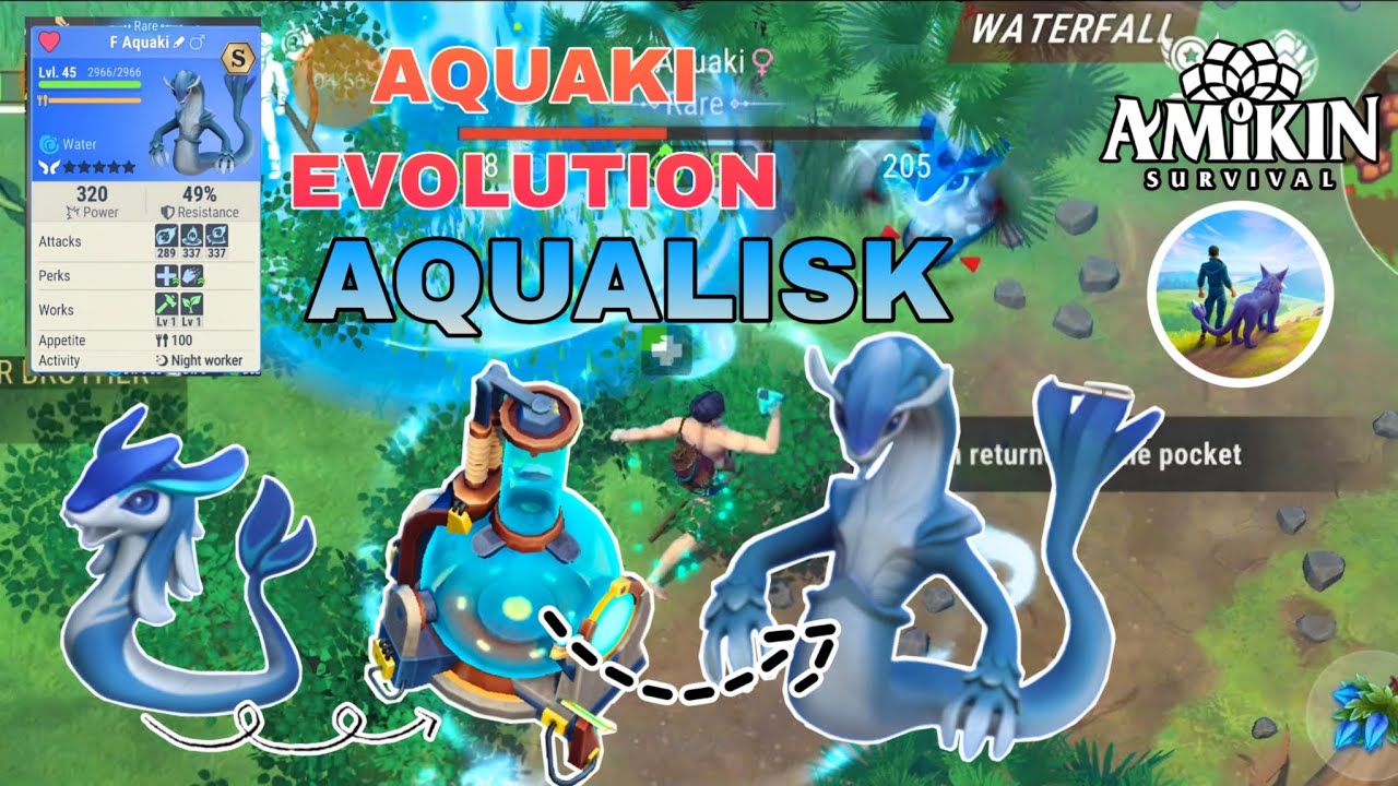 ️ AMIKIN SURVIVAL | 🌀 AQUAKI EVOLUTION - AQUALISK 🌊 | FARMING AQUAKI ...