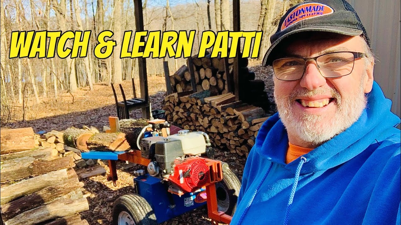 Showing Patti O how to split bundle firewood with Ultra - YouTube