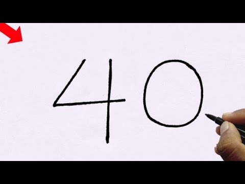 How to draw Cat From Number 40 || Easy Cat Drawing || Animals Drawing ...