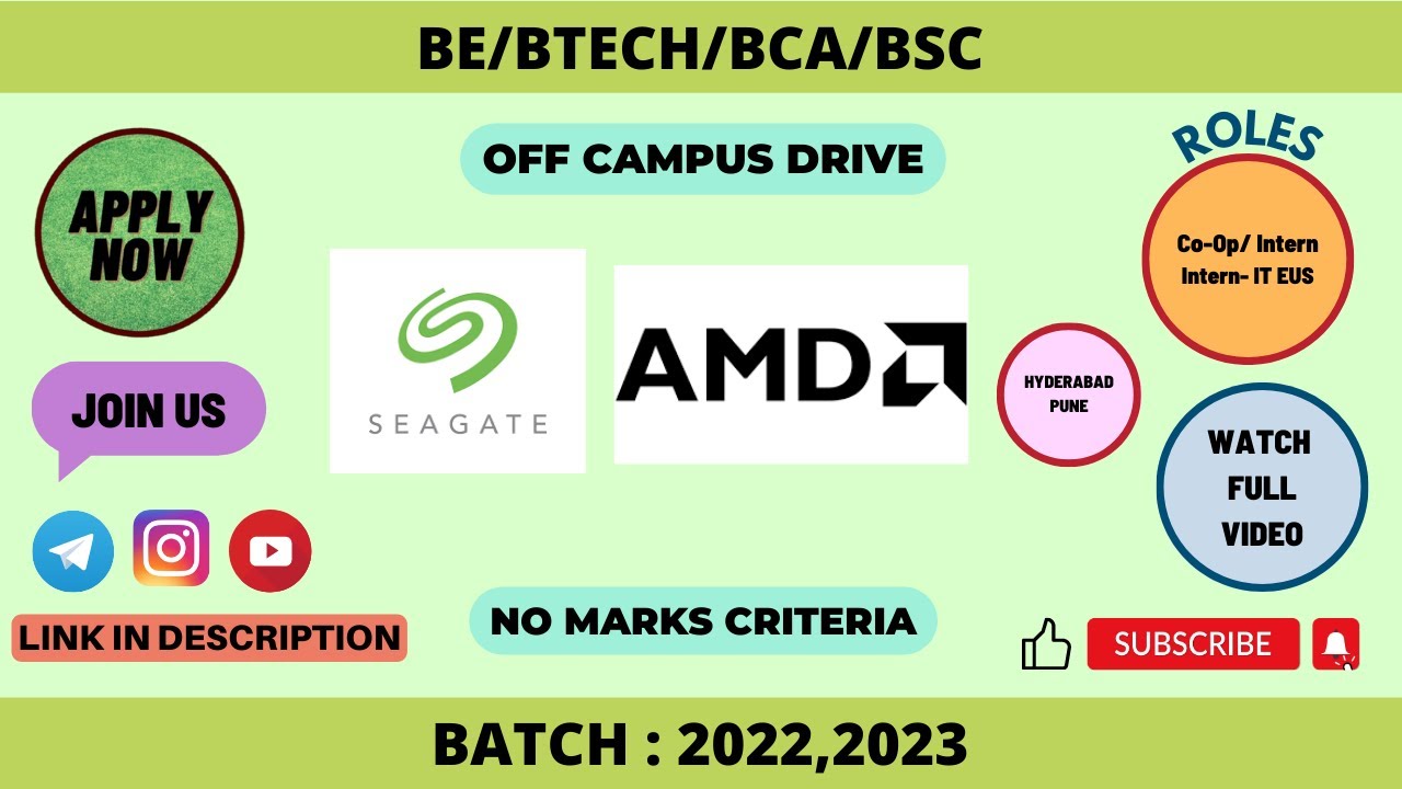 AMD | SEAGATE | INTERNSHIP | BE/BTECH | 2022-2023 | | INTERNSHIP OFF ...