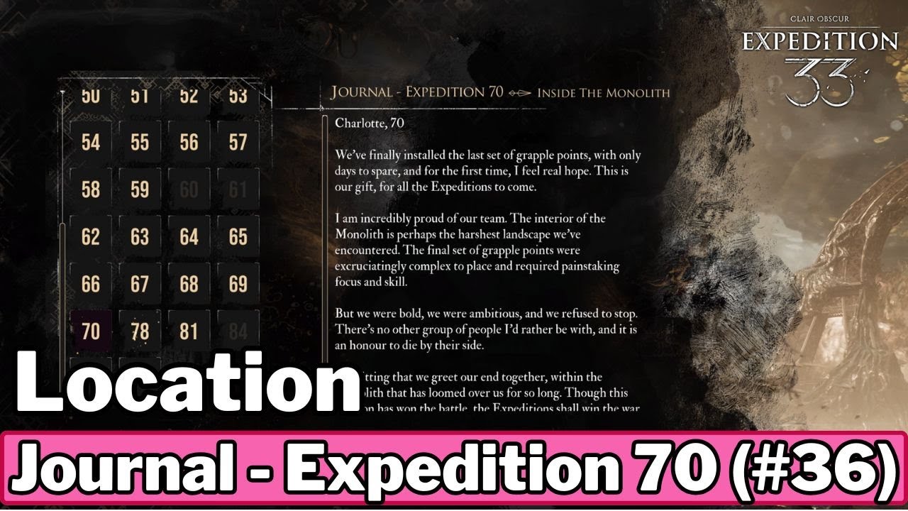 (#36) Journal Exp 70 (Monolith) - Clair Obscur: Expedition 33 - YouTube