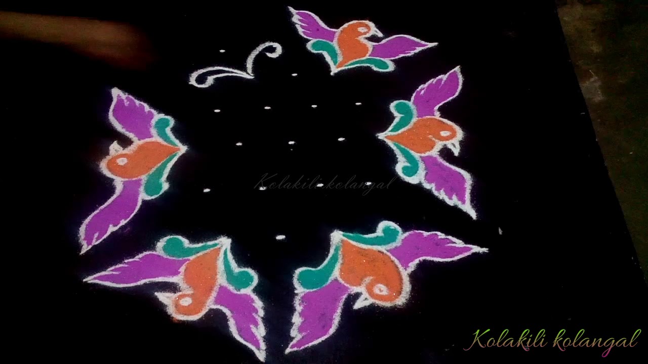 7×4dots easy bird kolam/paravai kolam/kolamwithdots - YouTube