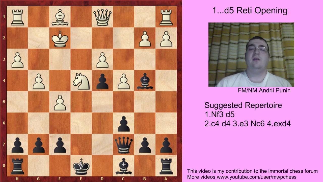 Chess - The 1...d5 Reti Opening (for black) - 2.c4 d4 3.e3 Nc6 4.exd4 ...