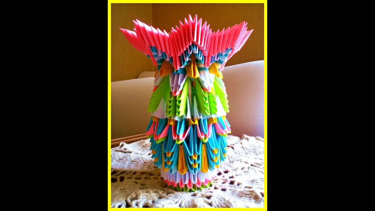 How to make 3d origami paper vase.Tutorial. - YouTube