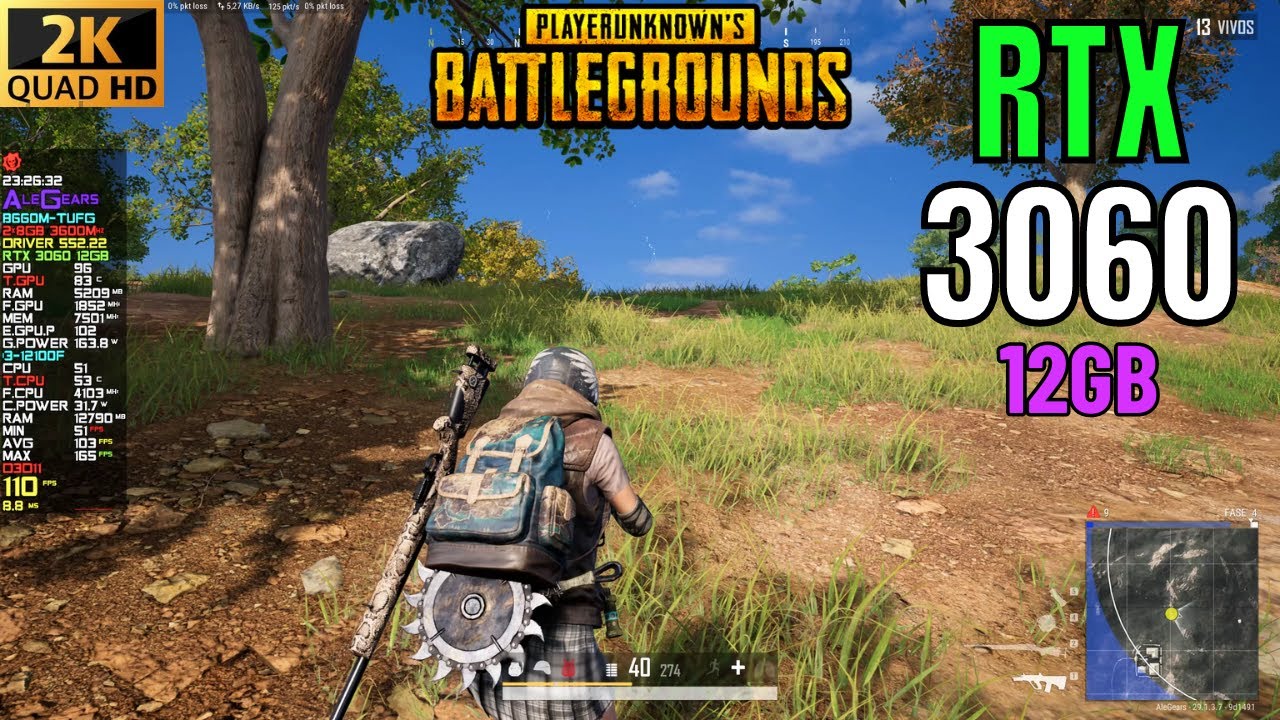 PUBG (2k-1440p) | RTX 3060 12GB + i3-12100F | #pubg #1440p #alegears ...