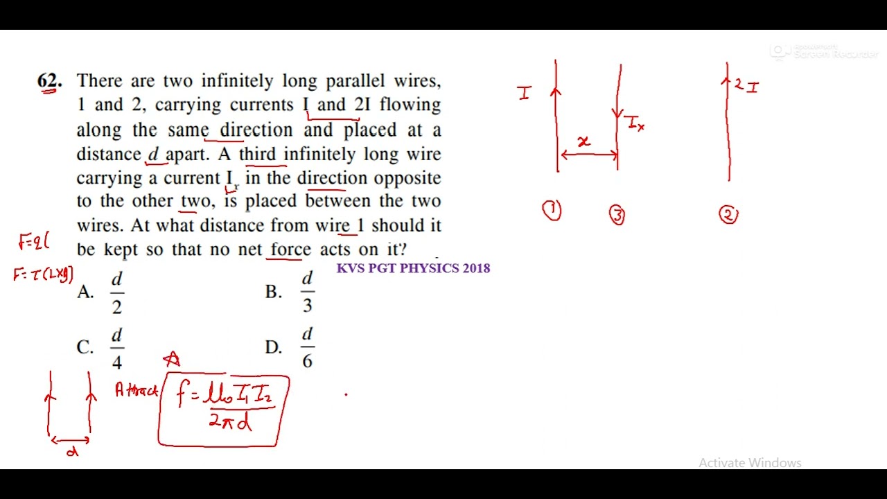 There Are Two Infinitely Long Parallel Wires 1 And 2 Carrying