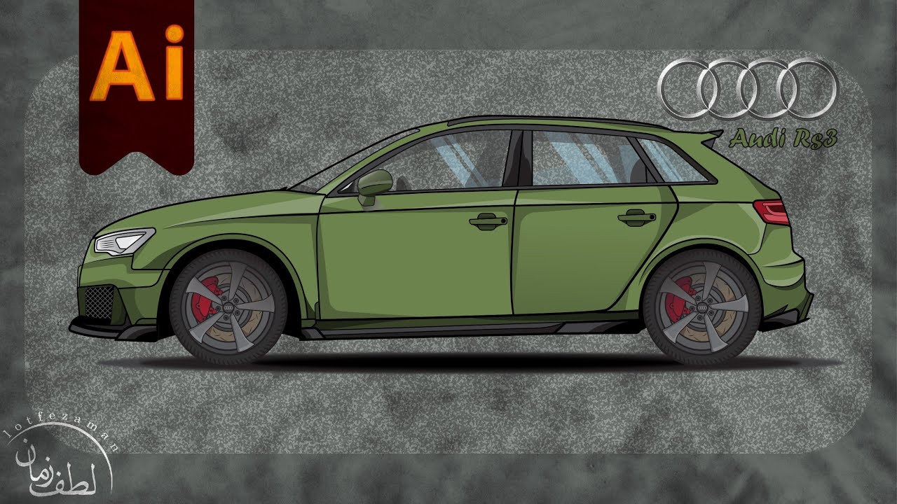 Adobe Illustrator Tutorial / How to draw Audi Rs3 car illustration ...