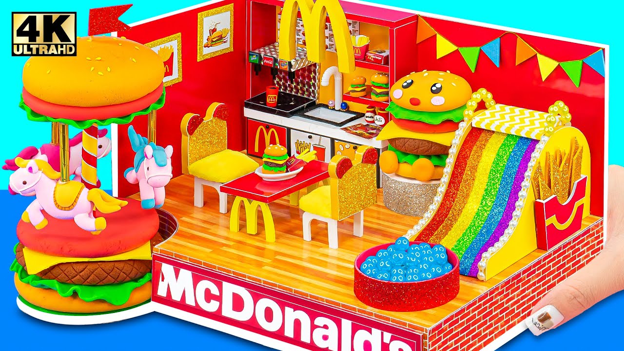 (AWESOME) Build McDonalds Kitchen, Amusement Park, Slide Pool ️ DIY ...