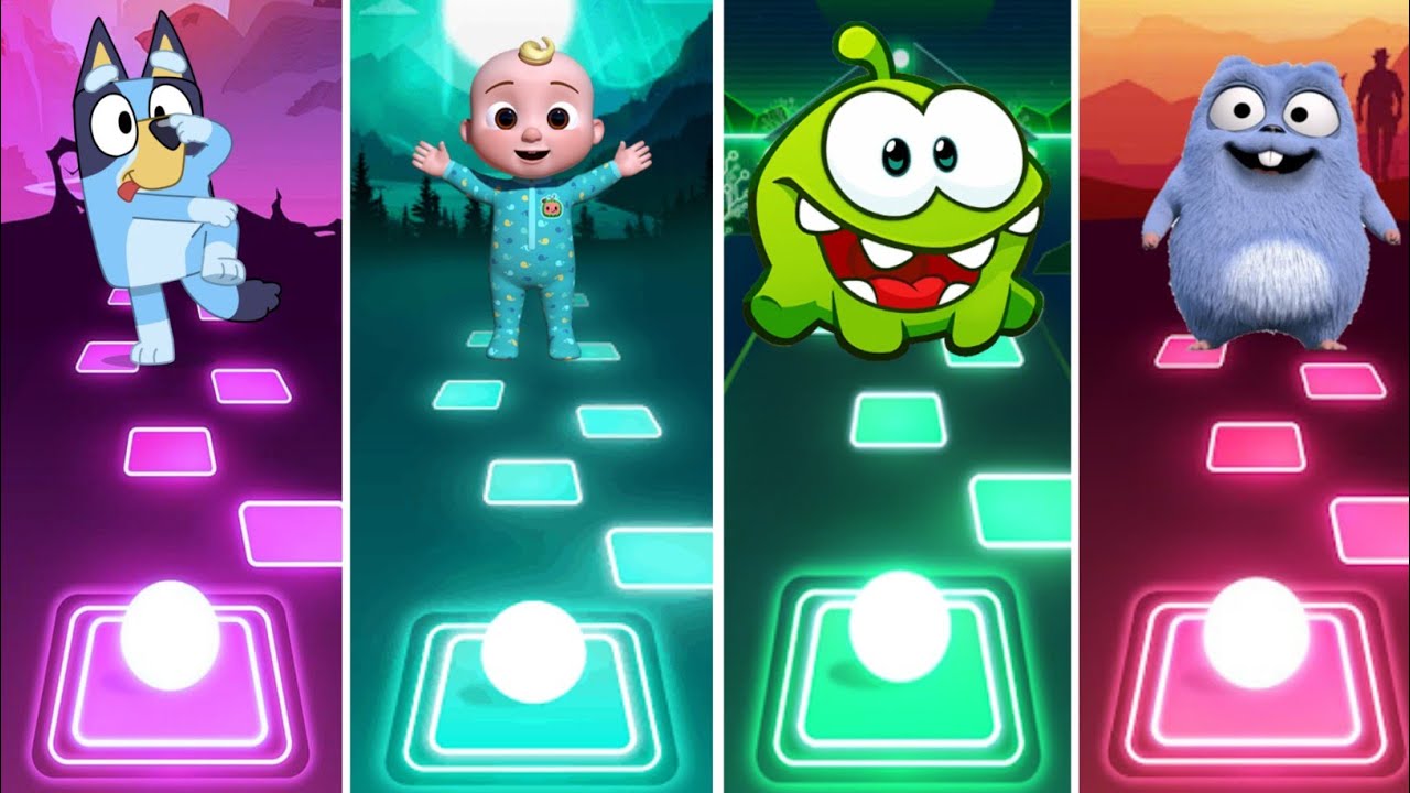 Bluey - Cocomelon - Om Nom - Grizzy and the Lemmings | Tiles Hop EDM ...