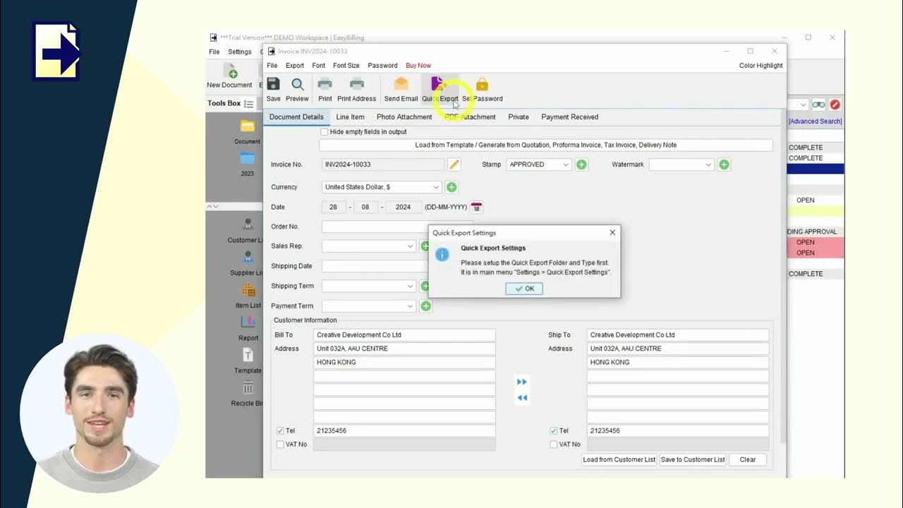 Quick Export Feature in EasyBilling Software - YouTube