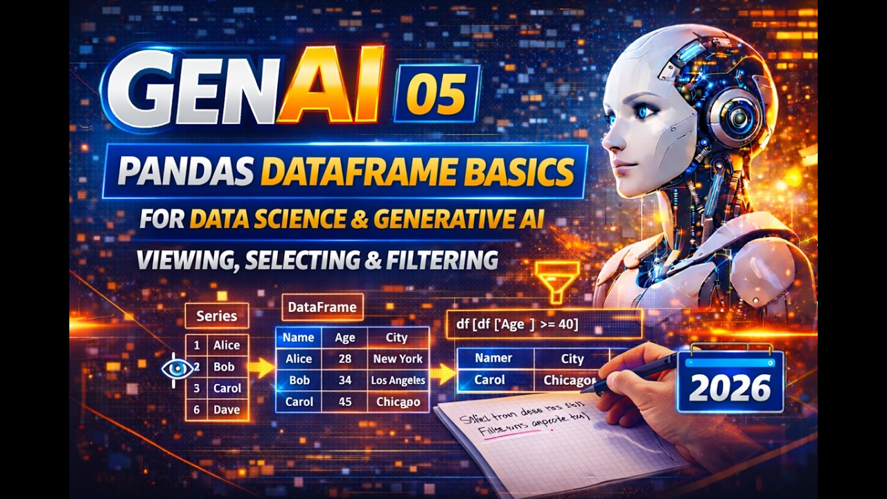 GENAI_05: Pandas DataFrame Basics Explained | Viewing, Selecting ...
