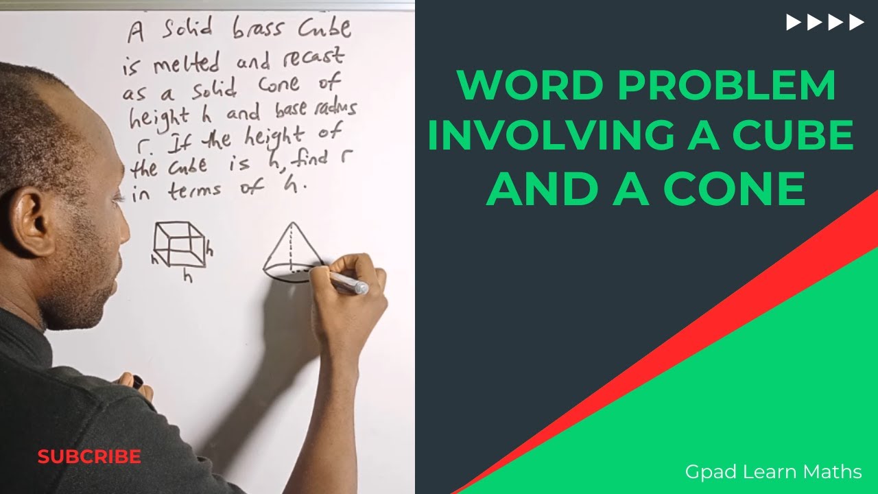 Word problem on volume of a cube and a cone - YouTube