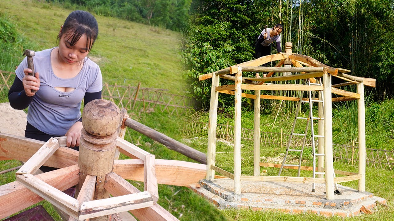 Building Hexagonal Log Cabin - Building Wooden House | Ly Tieu Uyen ...