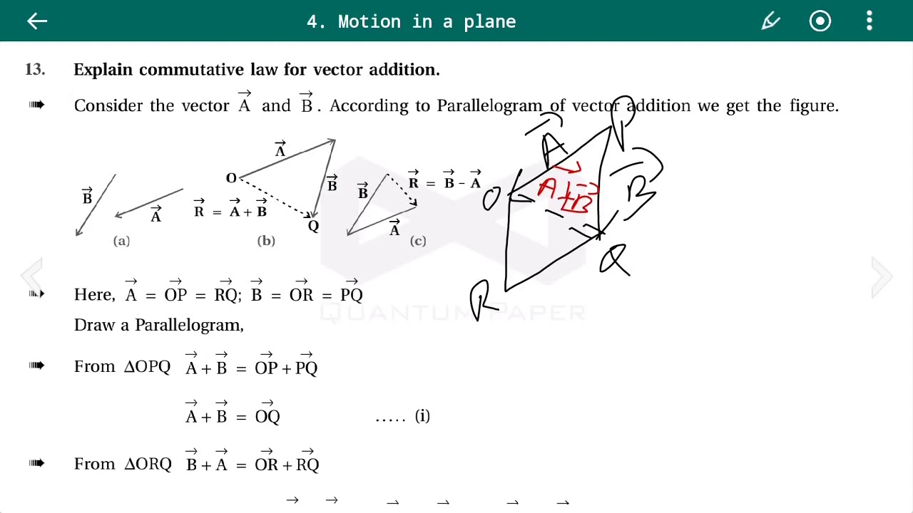 Class-11| Ncert Physics| Chapter-4 | Topic- Commutative law and ...