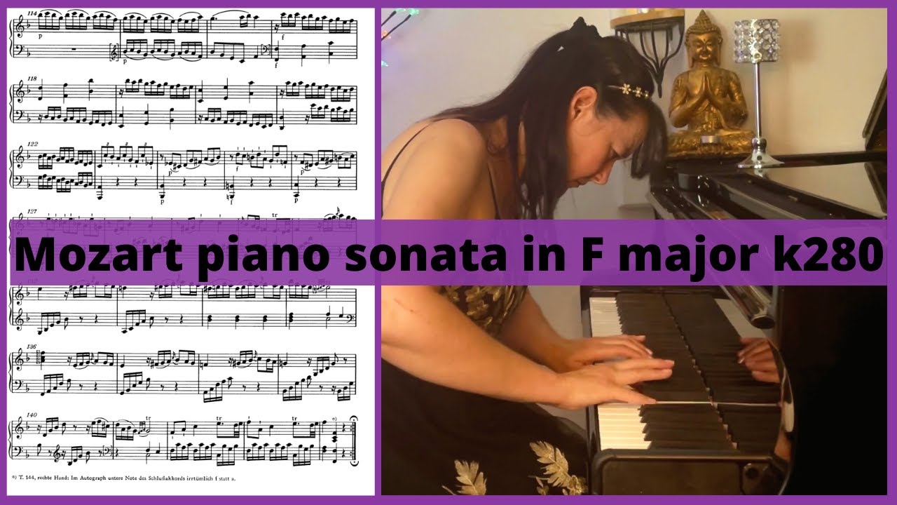 Mozart Piano sonata no. 2 in F major k280 with score/sheet (Steinway grand piano) - YouTube