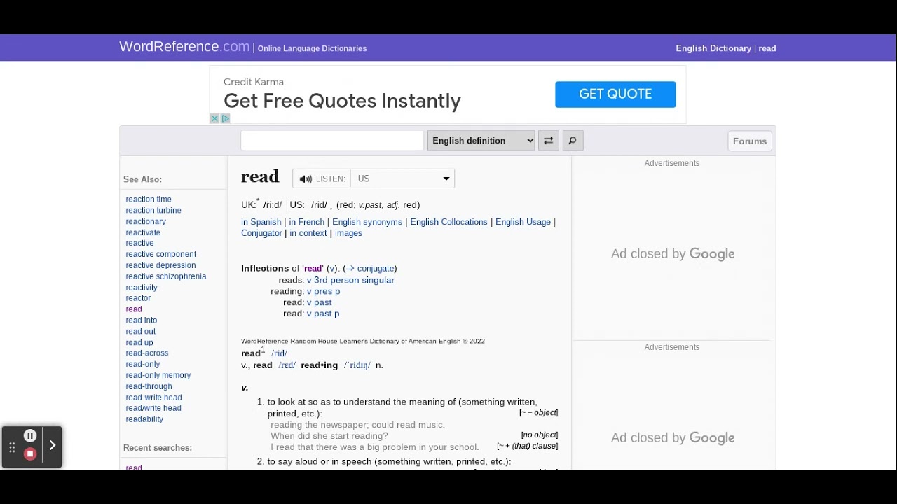 WordReference.com (Word Reference) on Chromebook - YouTube