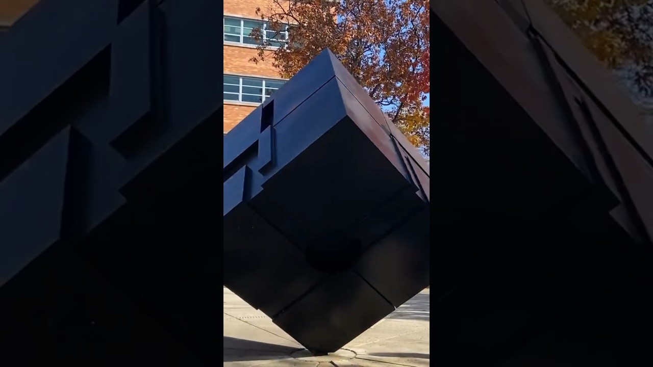 The revolving cube at the University of Michigan, Ann Arbor serves as a ...