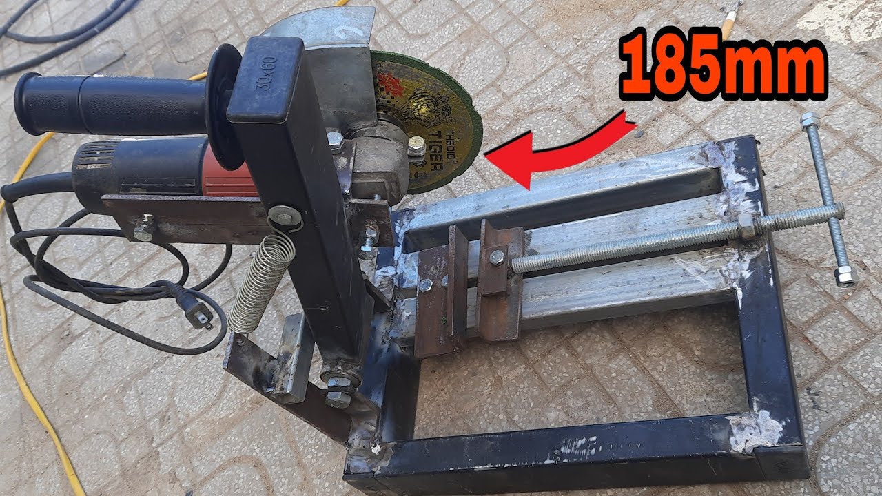 i made mini table cutter with 185mm blade and angle grinder motor - YouTube