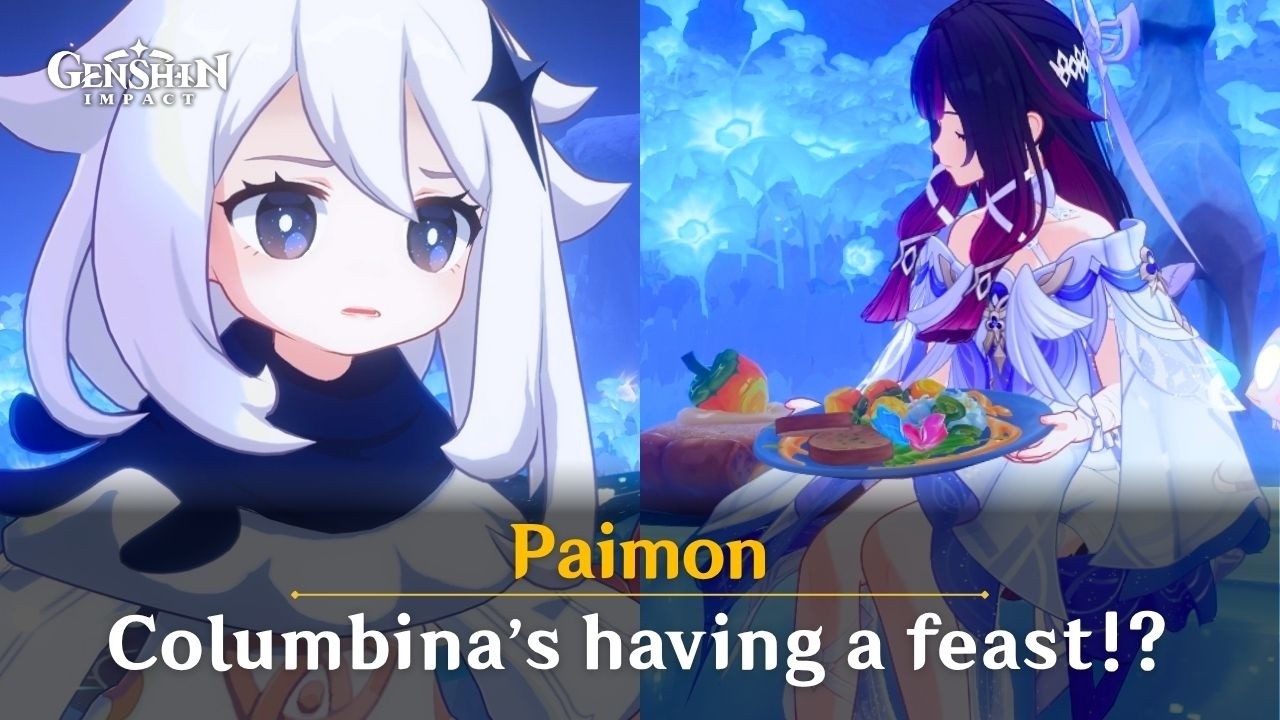 Columbina Caught Eating — Paimon Wants a Bite!! (Story Cutscene ...