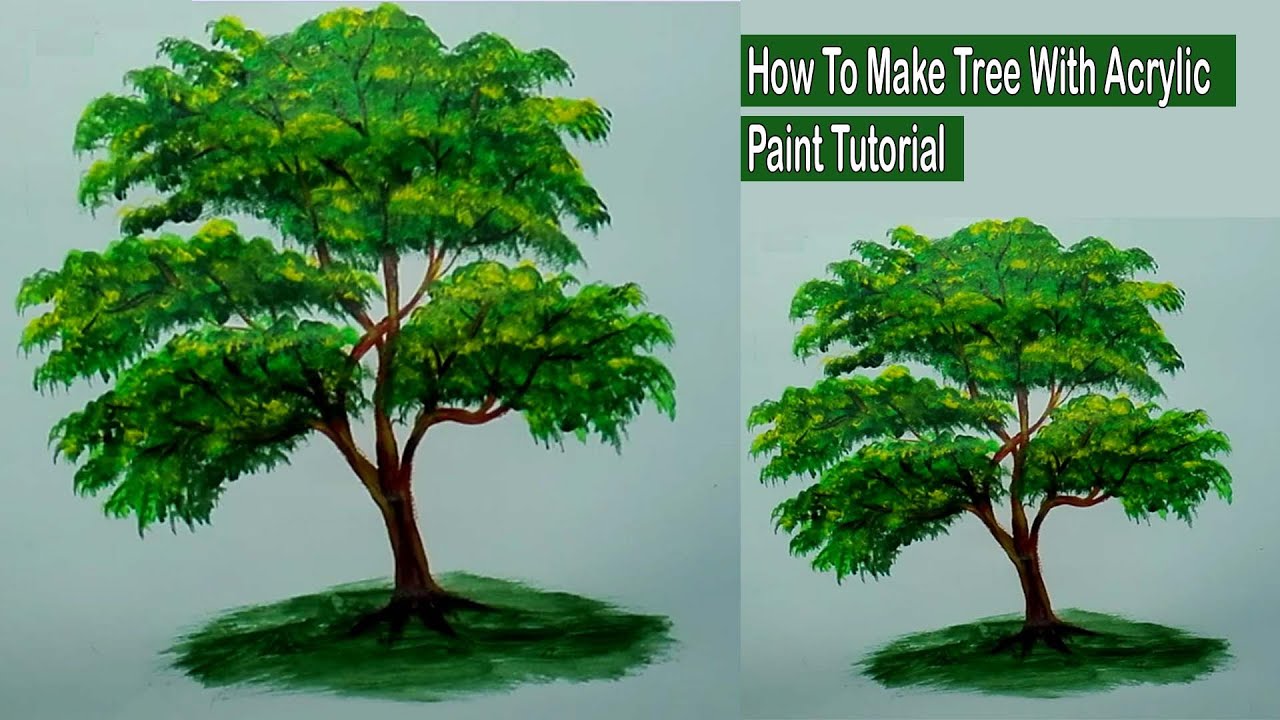 how to make tree with acrylic paint | Easy tutorial | Zeeshan Art - YouTube