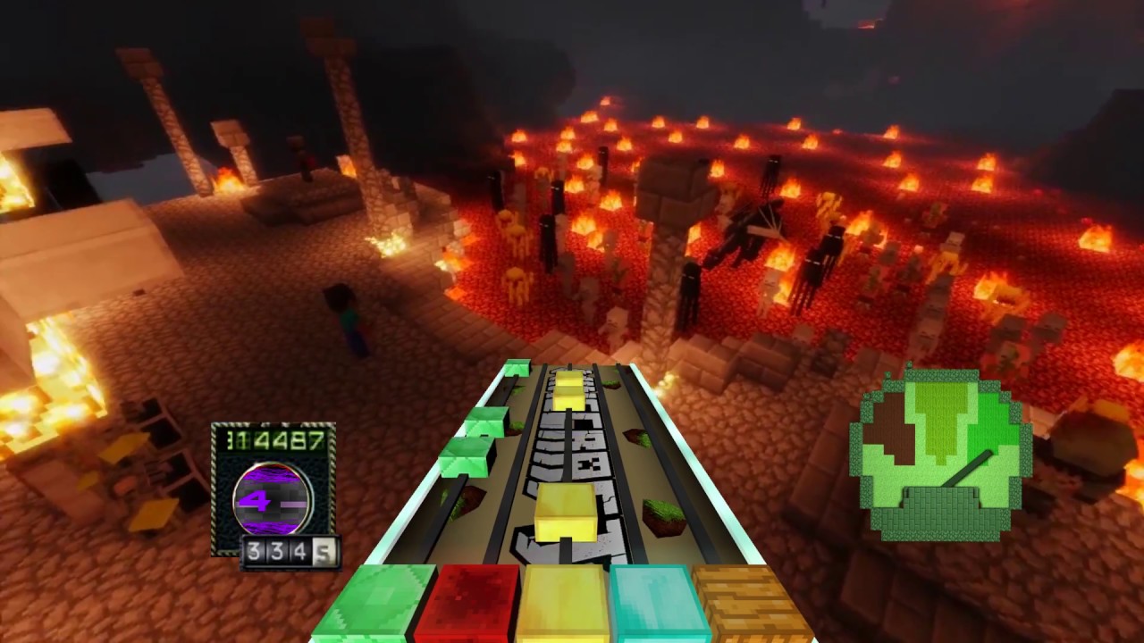 Guitar Hero in Minecraft ANIMATION - Through the fire and flames - YouTube
