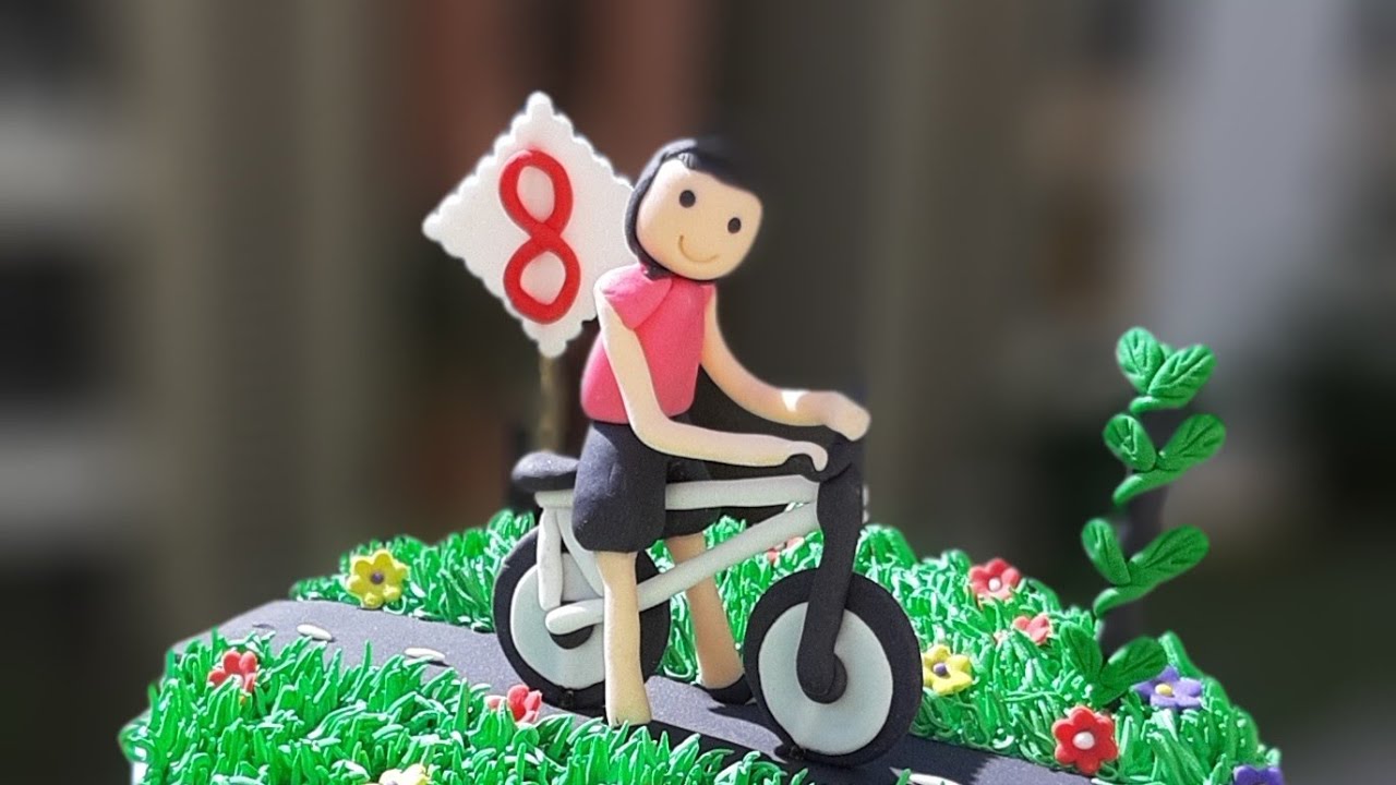 cycle themeCake | bicycle theme cake| how to make cycle cake |fondant ...