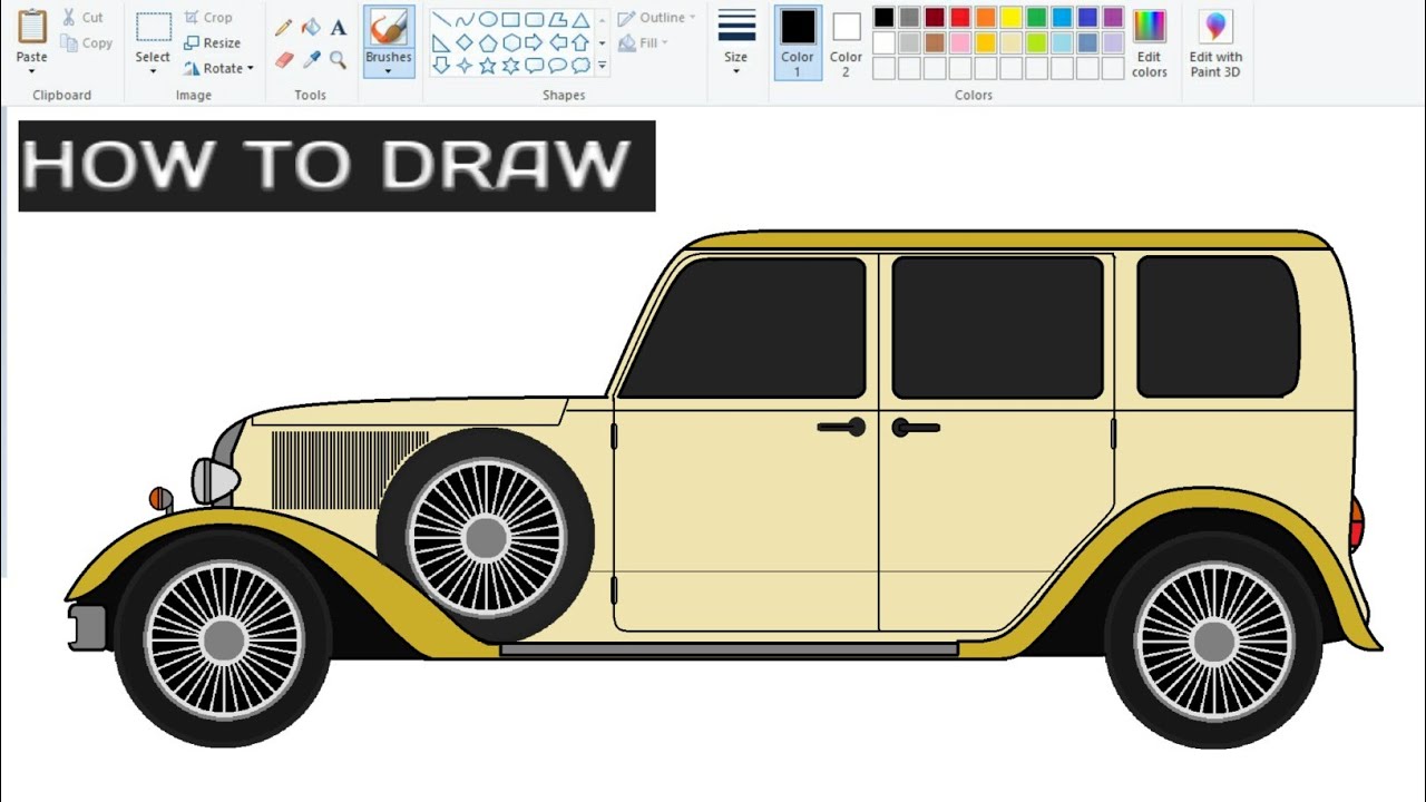 How to draw Vintage Car on computer using Simple Paint Program ...
