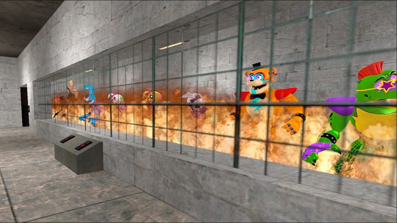 FNAF SECURITY BREACH against THE FIRE ROOM strength test - YouTube