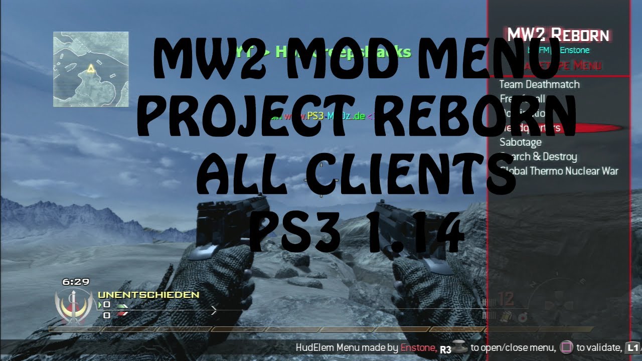 [MW2/PS3] Project Reborn Mod Menu All Clients 1.14 2013 (RTM) - YouTube