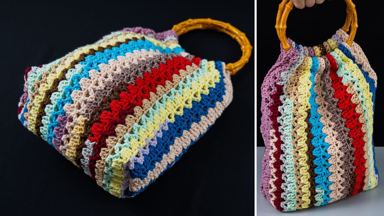 How to crochet a summer tote bag from yarn scraps easily! - YouTube