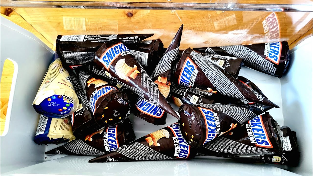 ASMR Unboxing ICE Cream Snickers M&M Yummy - YouTube