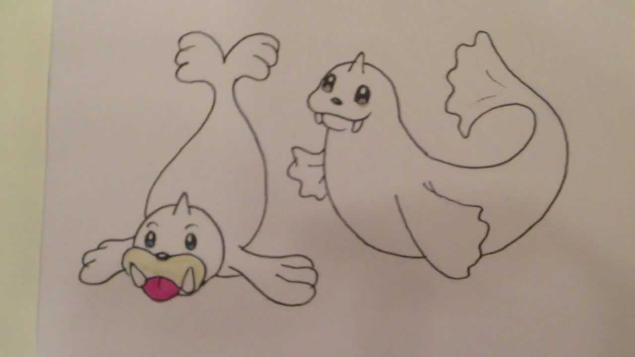 How to draw Pokemon: No.86 Seel, No. 87 Dewgong - YouTube