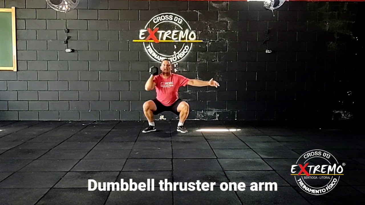 Dumbbell thruster one arm - YouTube
