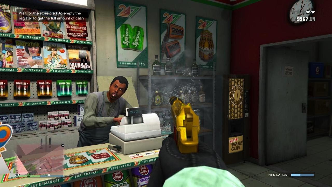 Grand Theft Auto 5 - Robbing The Gas Station - GTA Online - YouTube