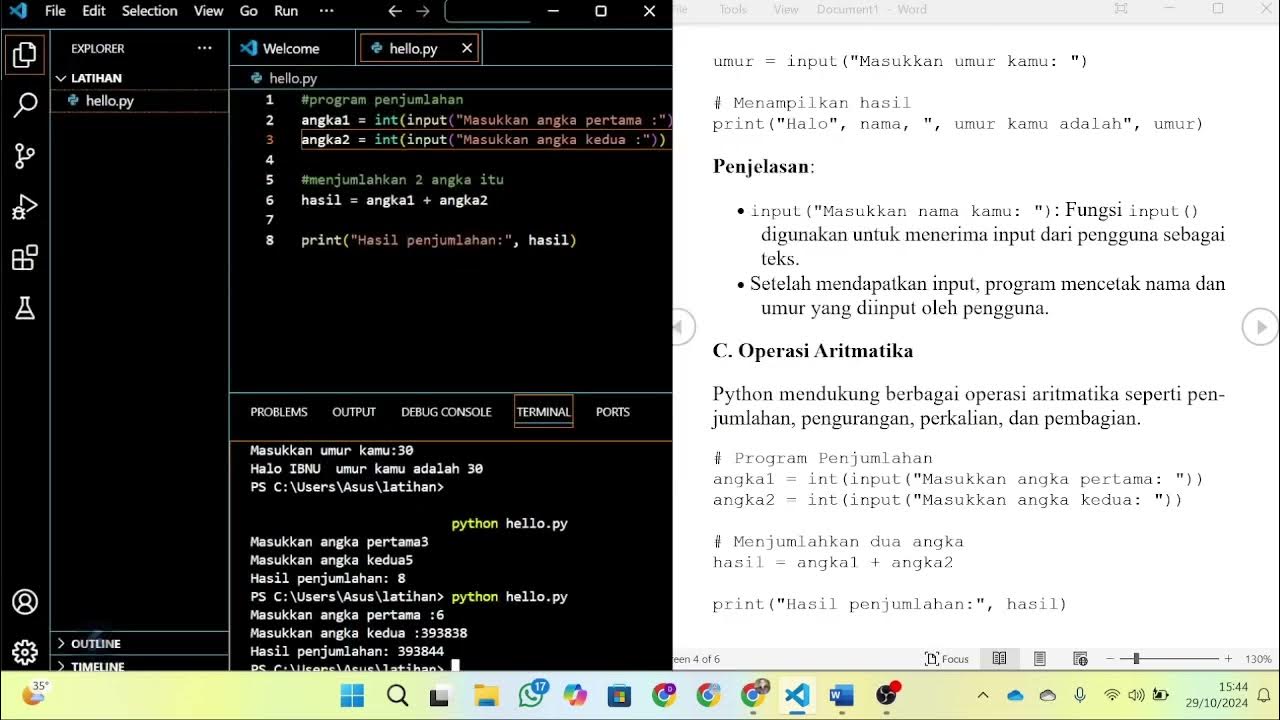 Python#3 Operasi Aritmatika, Pengkondisian, Looping - YouTube