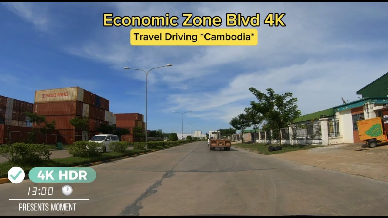Phnom Penh-Special Economic Zone Driving in 4K HDR a land of over 350 ...