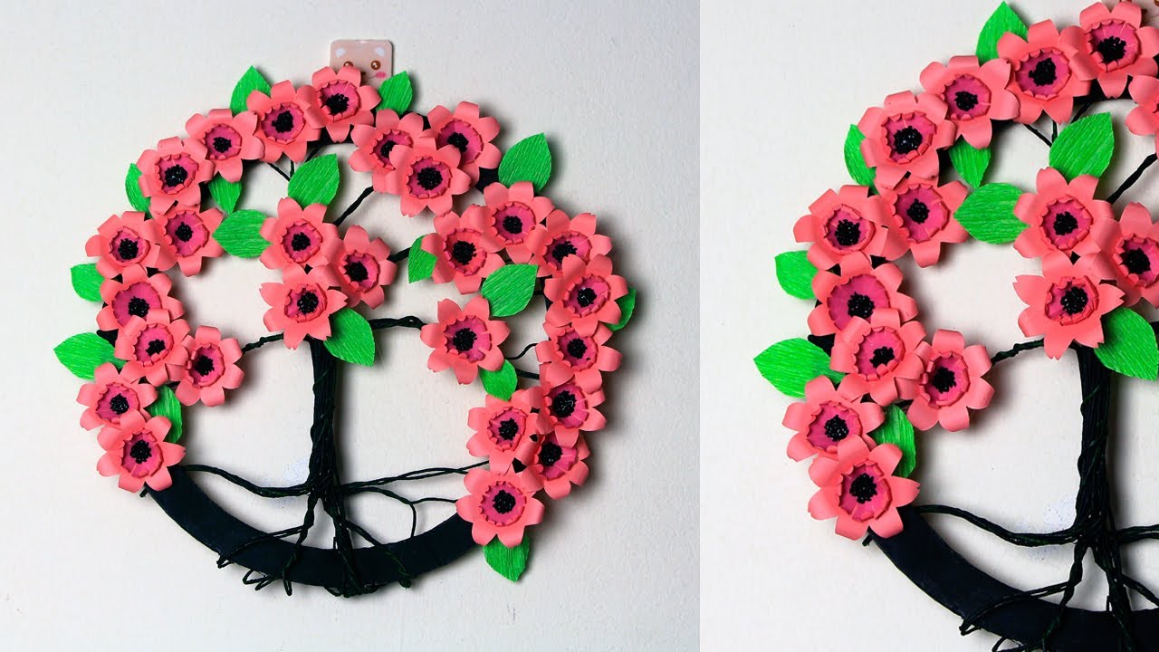 Make Paper Craft Bonsai Tree | Room Decor wall hanging Flower Tree Idea ...