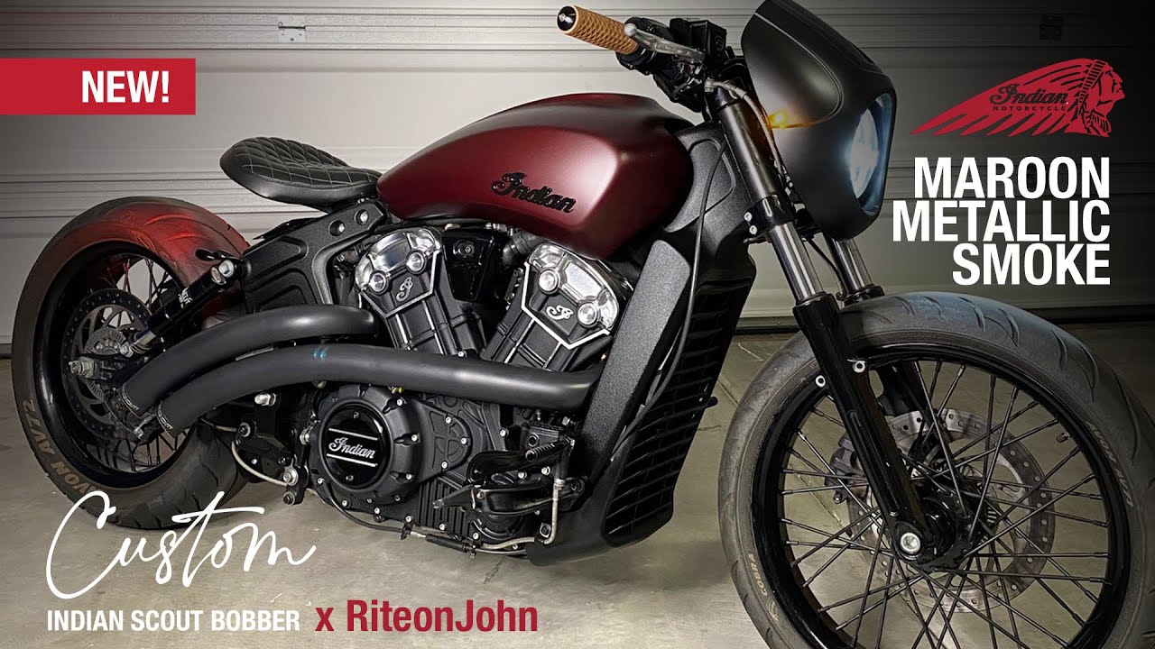 Custom Indian Scout Bobber Maroon Smoke Metallic - YouTube